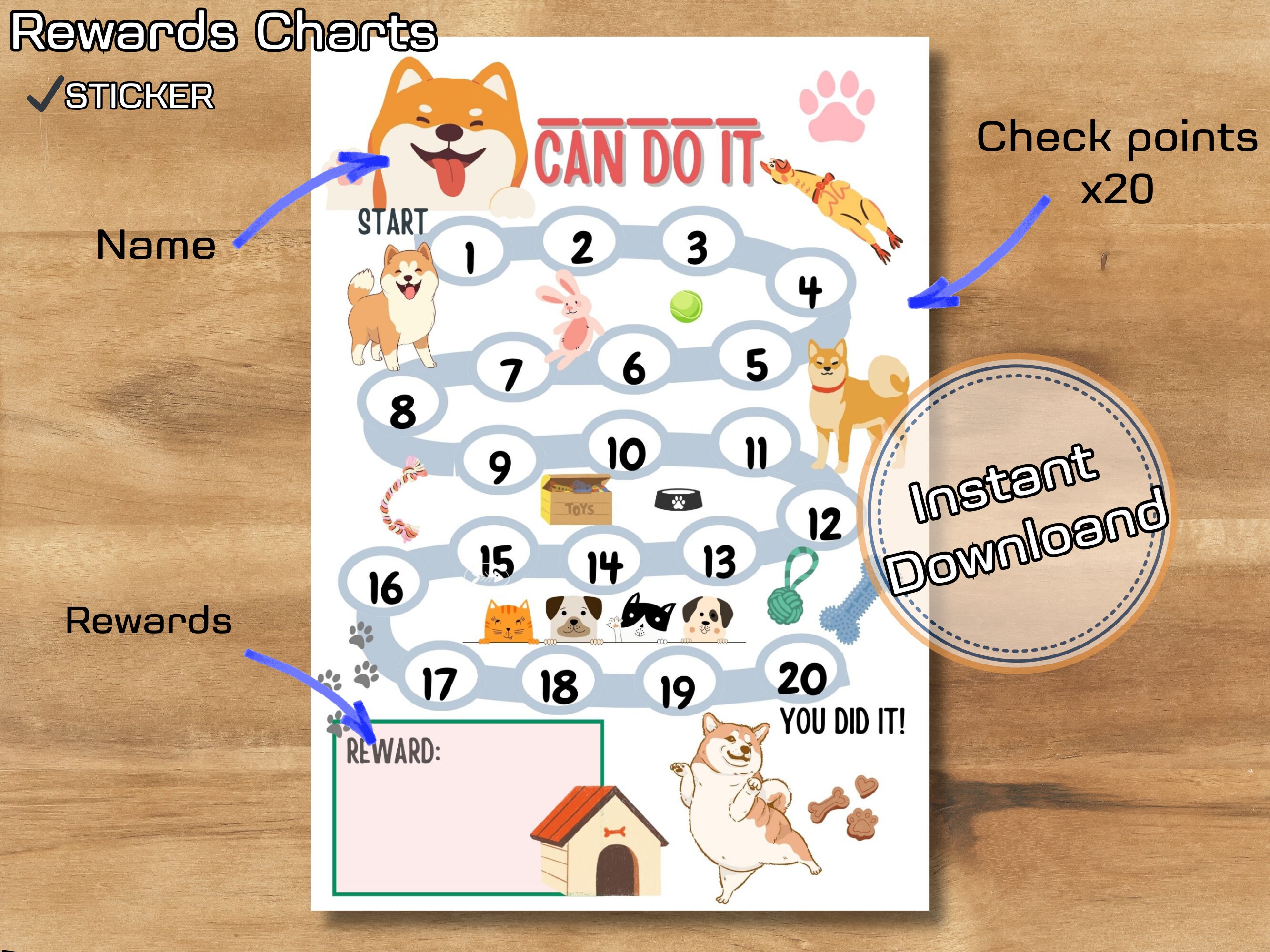 Adorable Dog Reward Chart: Customizable Behavior Tracker for Kids ...