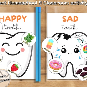 Teeth Toddler Busy Book Dental Care Activities for Kids Healthy Vs ...