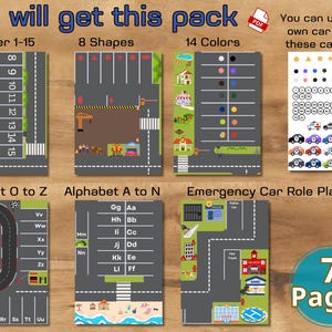 Printable Car Parking Lot Play Mat: Numbers, Shapes, Alphabet (digital ...