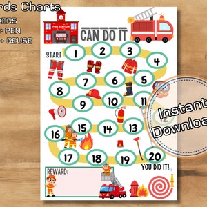Firefighter Reward Chart: Kids Behavior Tracker (digital Print) - Etsy