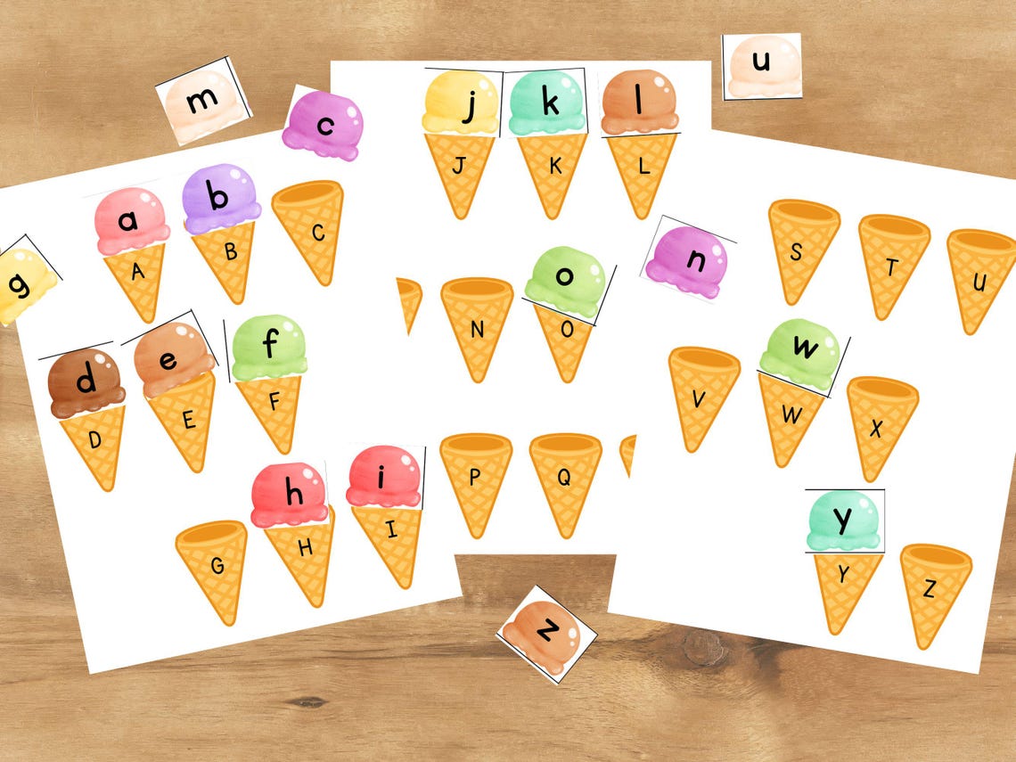 Ice Cream Alphabet Matching Game: Montessori Learning Printable (PDF ...
