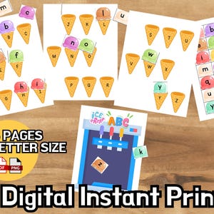 Ice Cream Alphabet Matching Game: Montessori Learning Printable (PDF ...