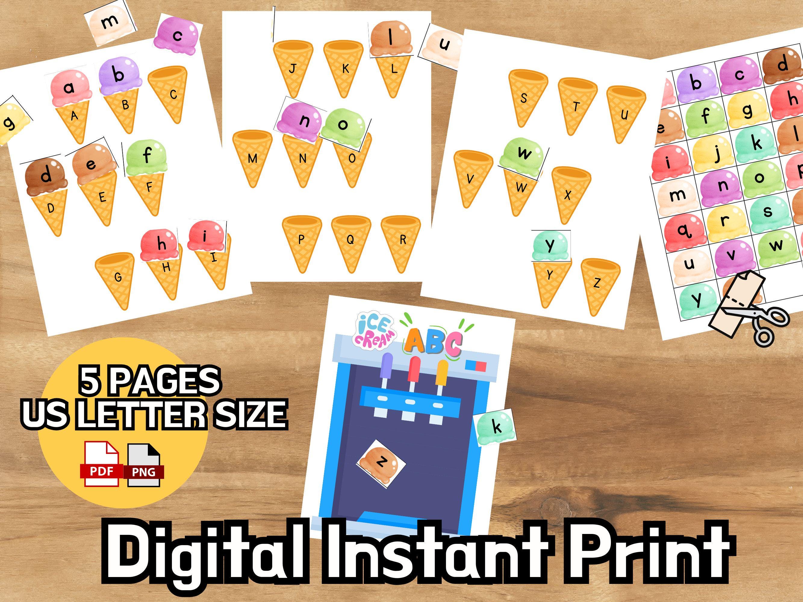 Ice Cream Alphabet Matching Game: Montessori Learning Printable (PDF ...