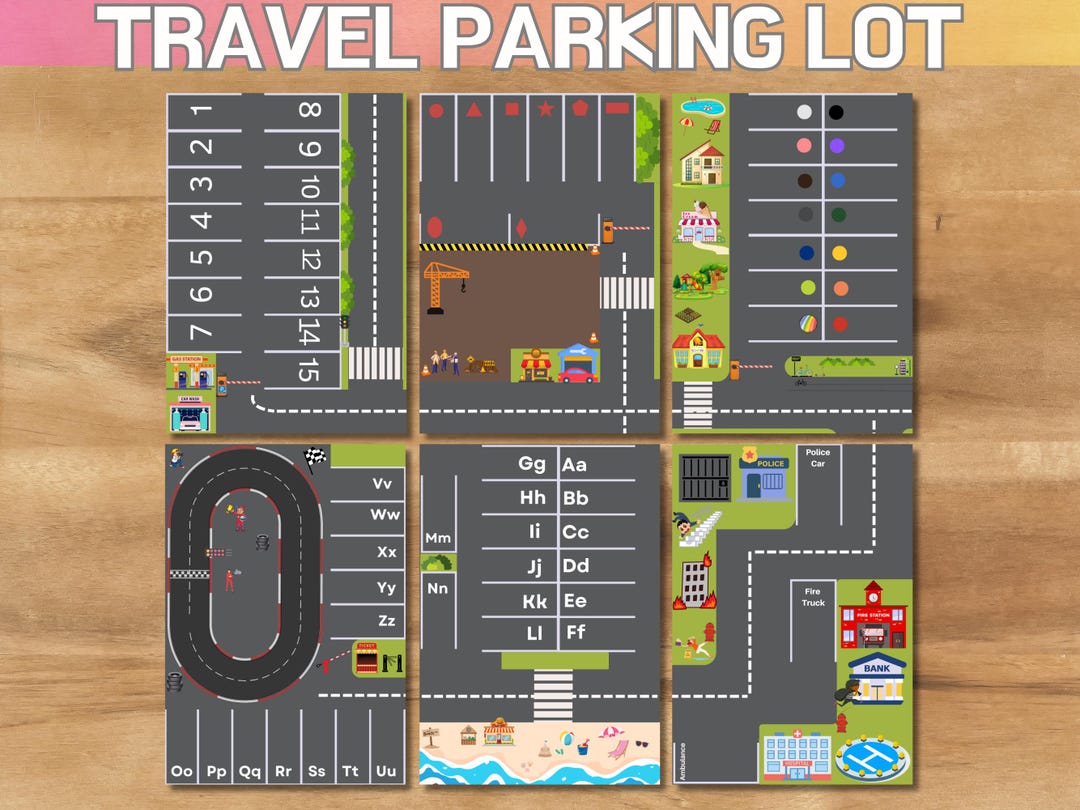 Printable Car Parking Lot Play Mat Learn Numbers, Shapes, Colors ...