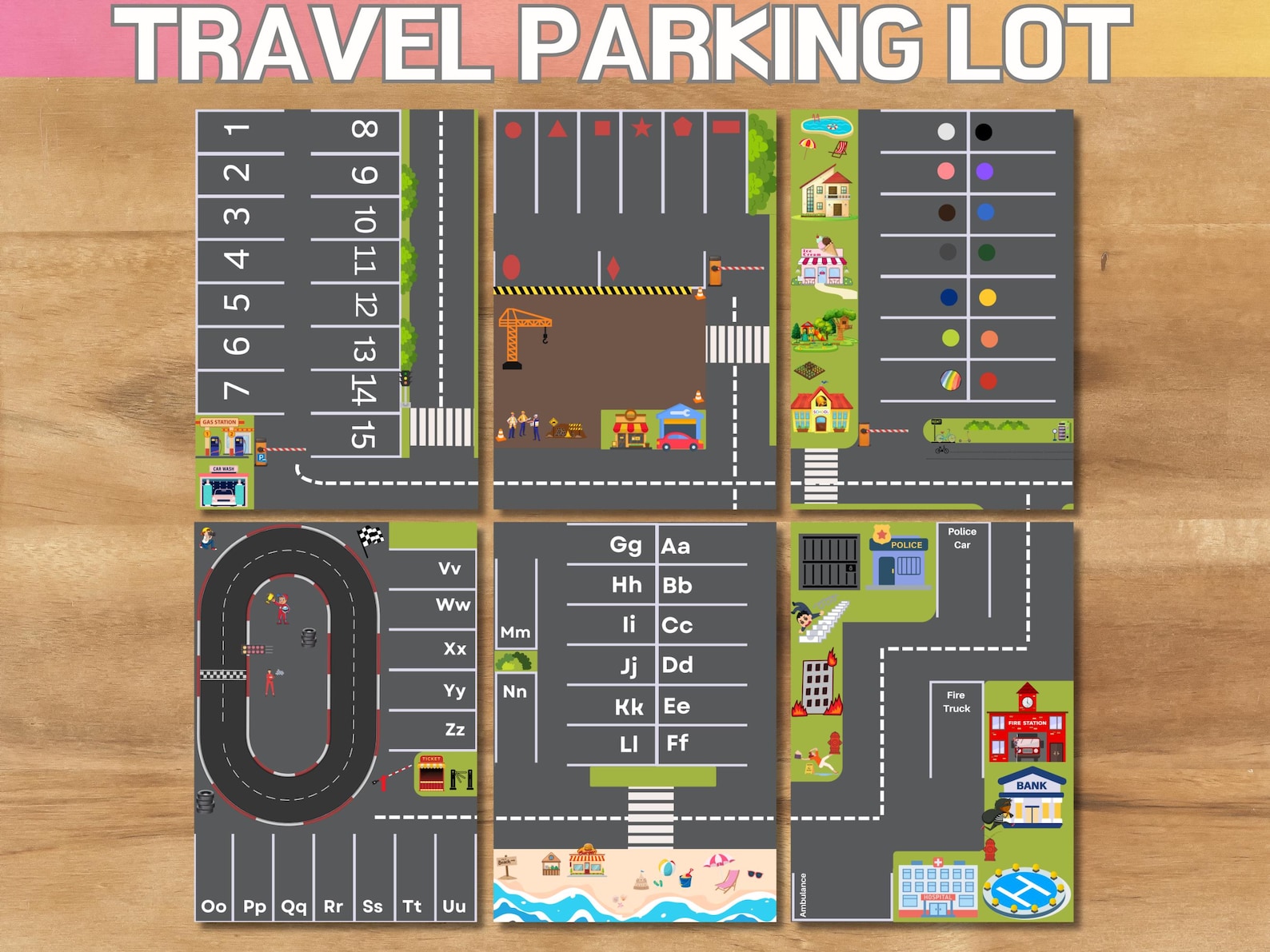 Printable Car Parking Lot Play Mat: Numbers, Shapes, Alphabet (digital ...