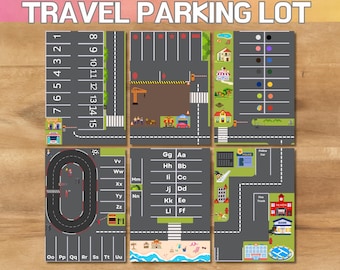 Printable Car Parking Lot Play Mat: Numbers, Shapes, Alphabet (digital ...