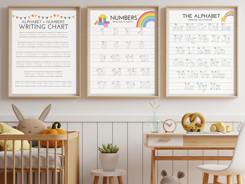 Alphabet & Number Tracing Chart: Kids Writing Practice (printable) - Etsy