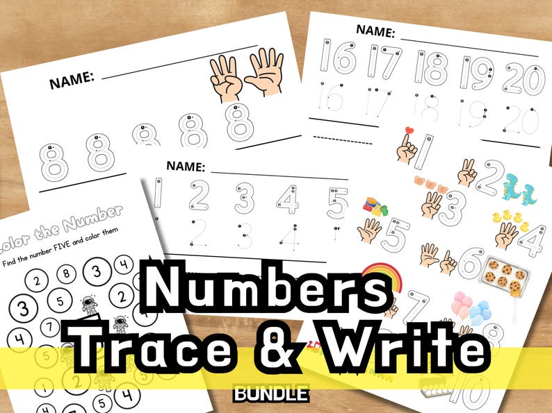 Number Tracing Worksheets 1-20: Preschool Kindergarten Writing Practice ...