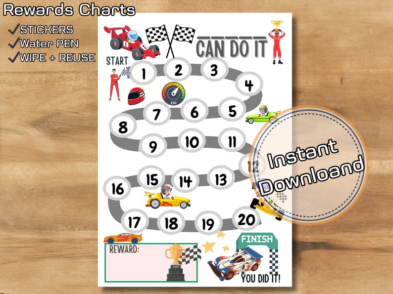 Racing Car Reward Chart: Kids Behavior Tracker (digital Download) - Etsy