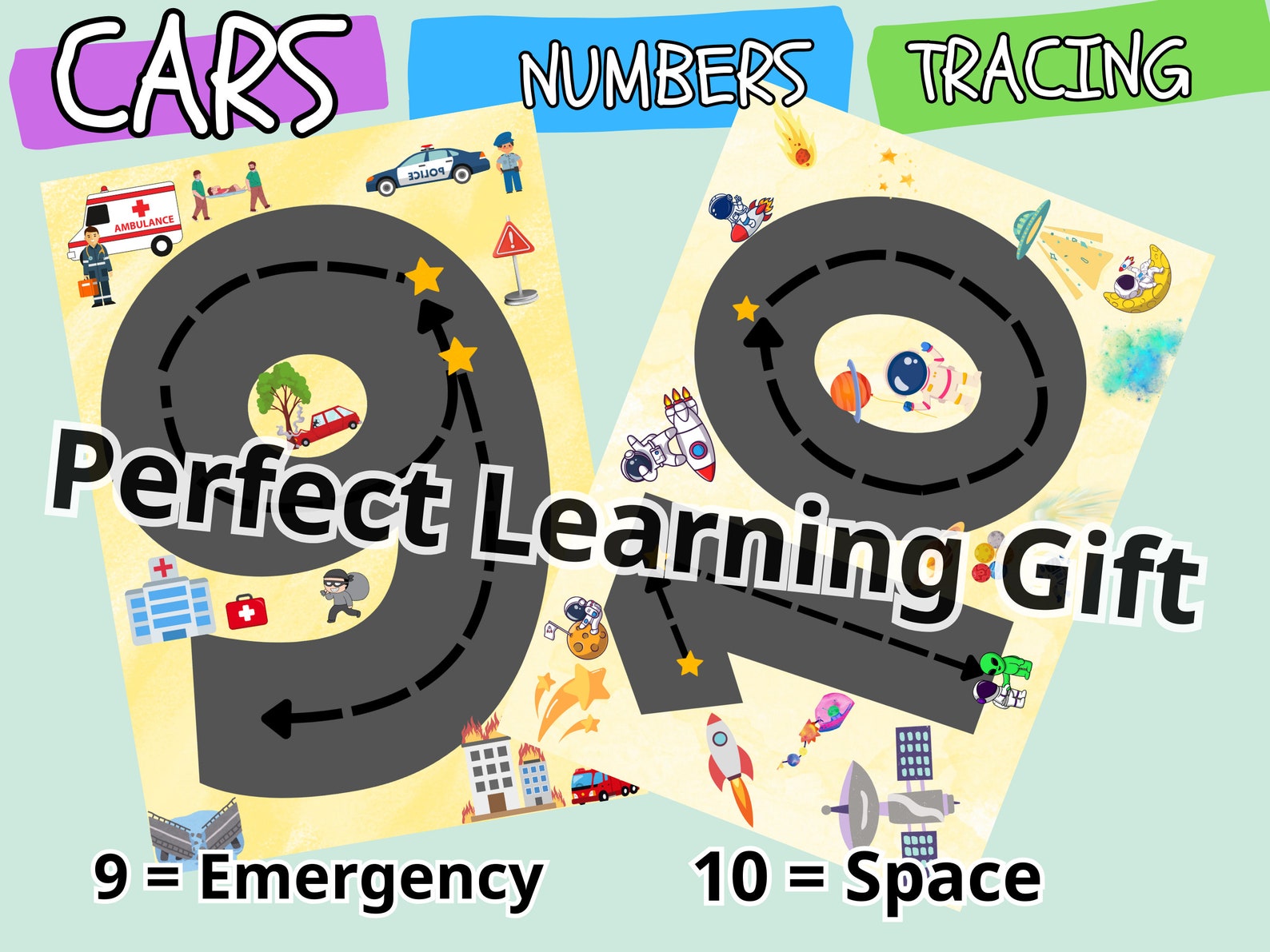 Number Tracing Road Map: Vehicle Themes - Preschool Learning (digital ...