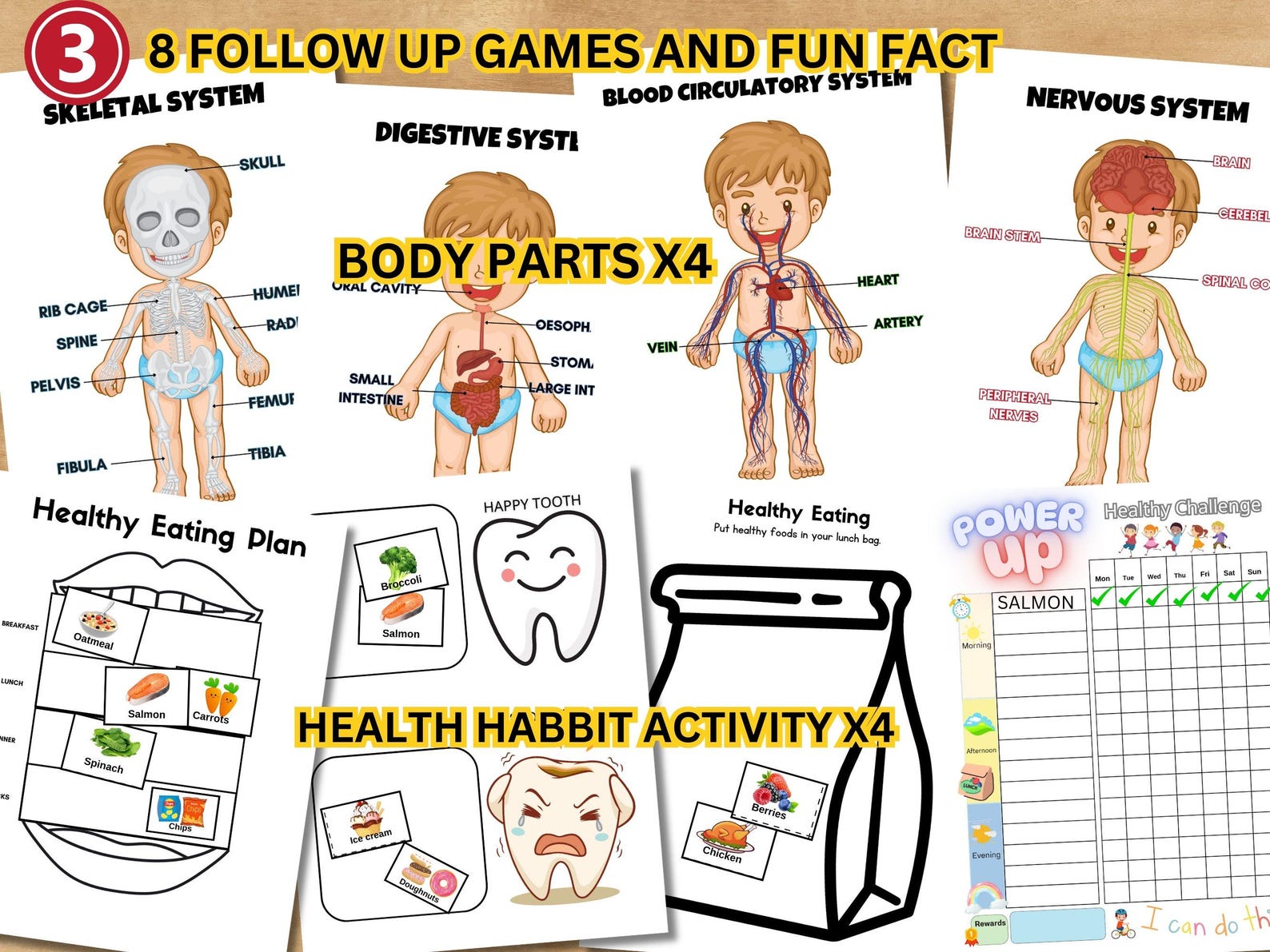 Healthy Eating Activity Sheets: Nutrition Lesson Printable (PDF) - Etsy