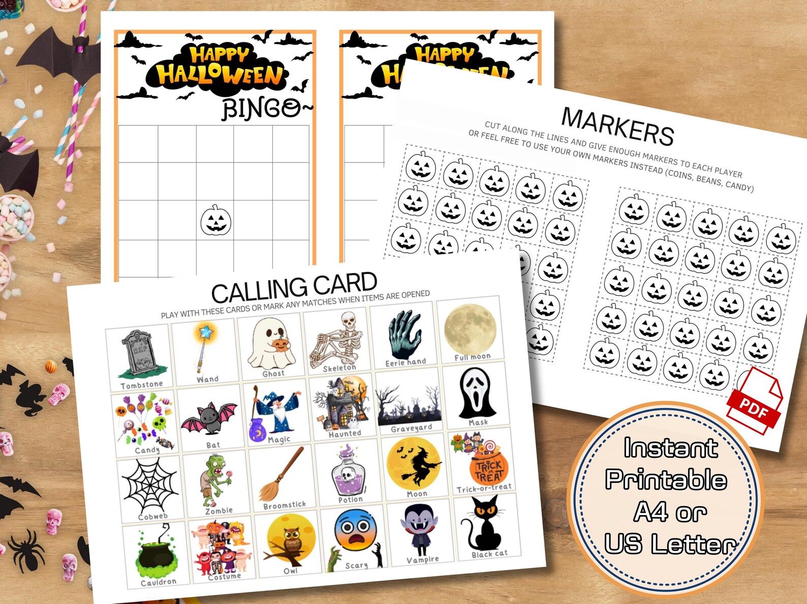 Halloween Party Bundle 50 Unique Printable Bingo Cards, Kids Crafts ...