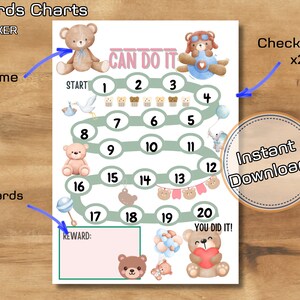 Bear Reward Chart: Customizable Kids Behavior Tracker (digital Download ...