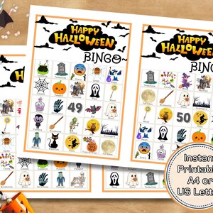 Halloween Party Bundle 50 Unique Printable Bingo Cards, Kids Crafts ...