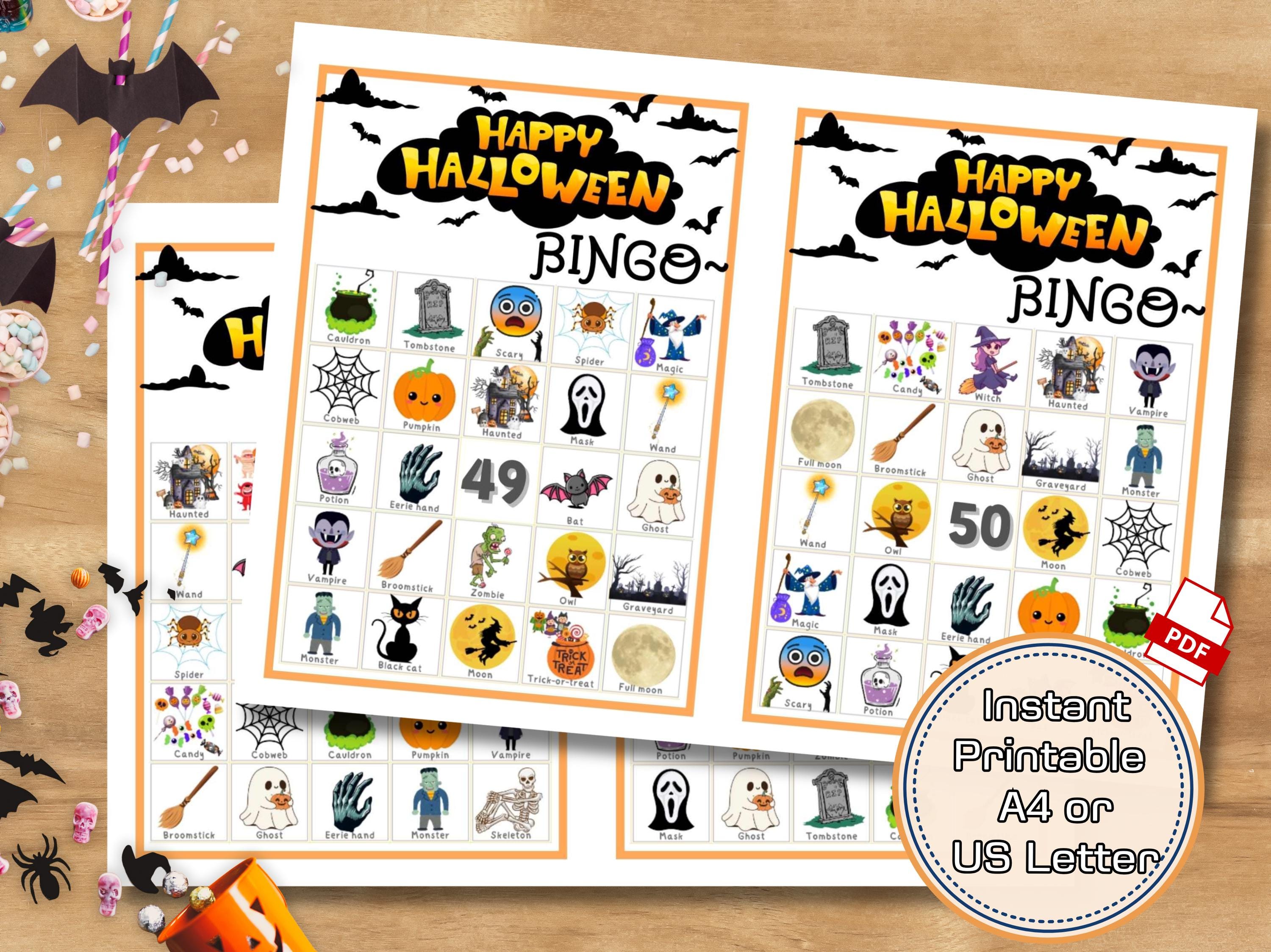 Halloween Party Bundle 50 Unique Printable Bingo Cards, Kids Crafts ...