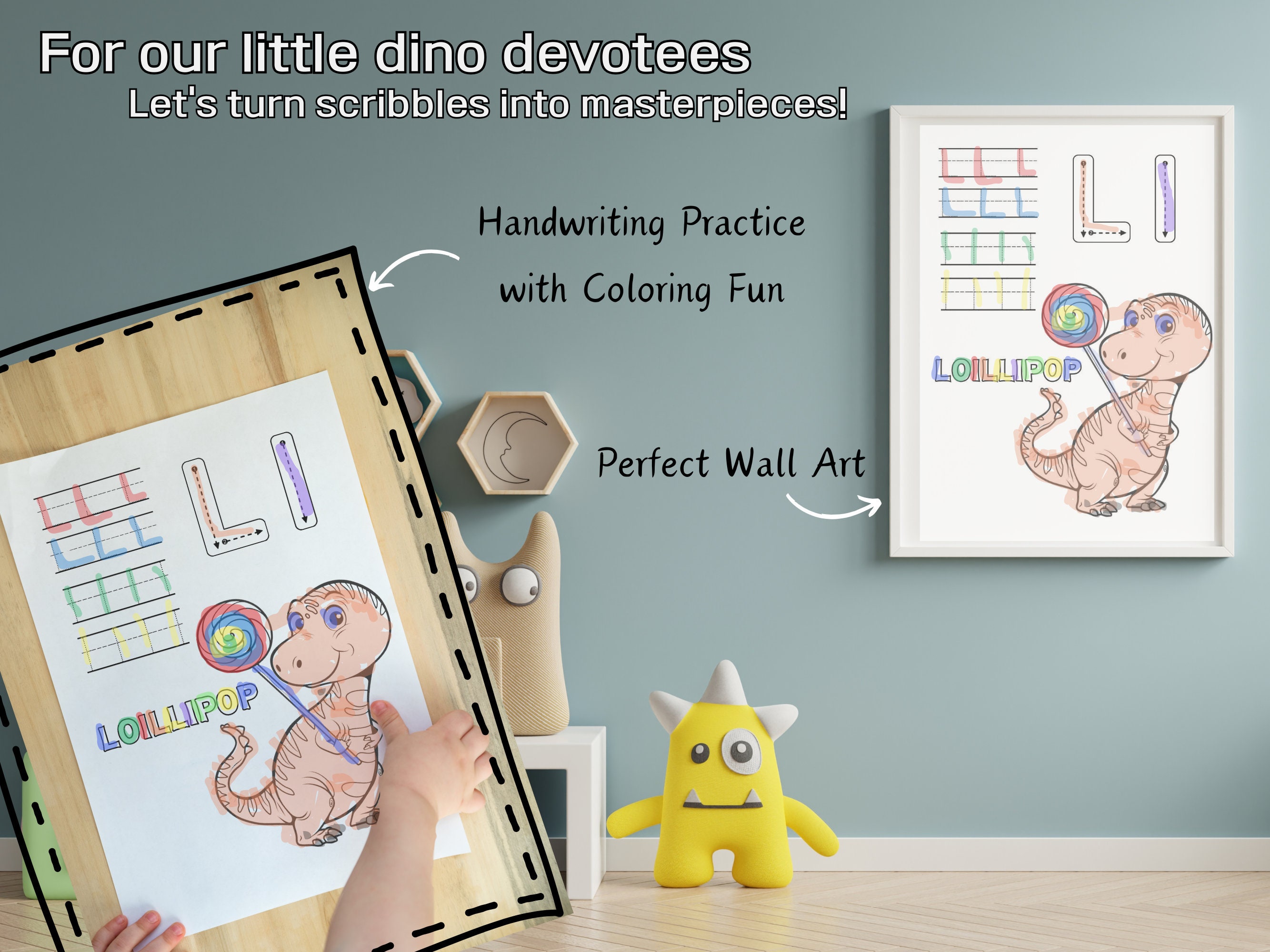 Dinosaur ABC Coloring & Handwriting Practice: Preschool Printable (PDF ...