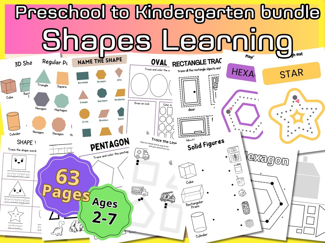 Shape Worksheets: Preschool & Kindergarten Learning Bundle (PDF ...