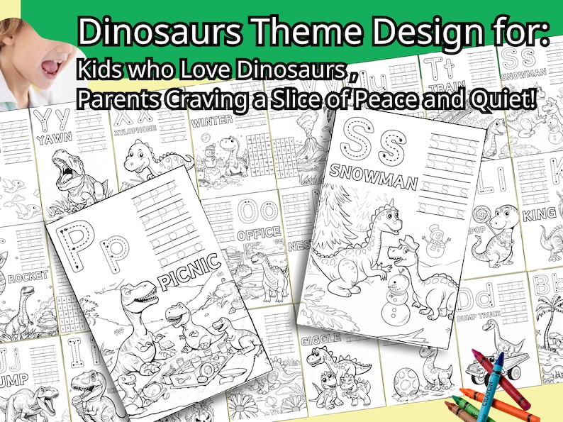 Dinosaur ABC Coloring & Handwriting Practice: Preschool Printable (PDF ...