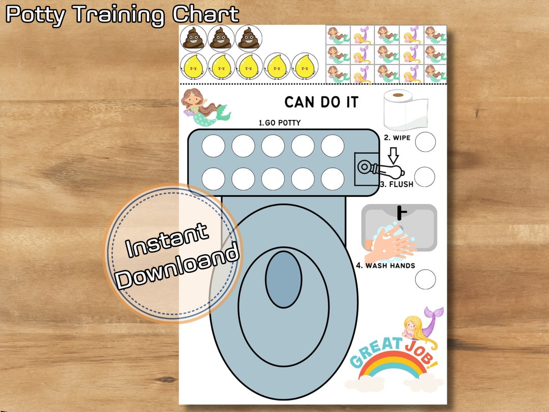 Toddler Potty Training Chart | Fun Mermaid Printable | Reward Sticker ...