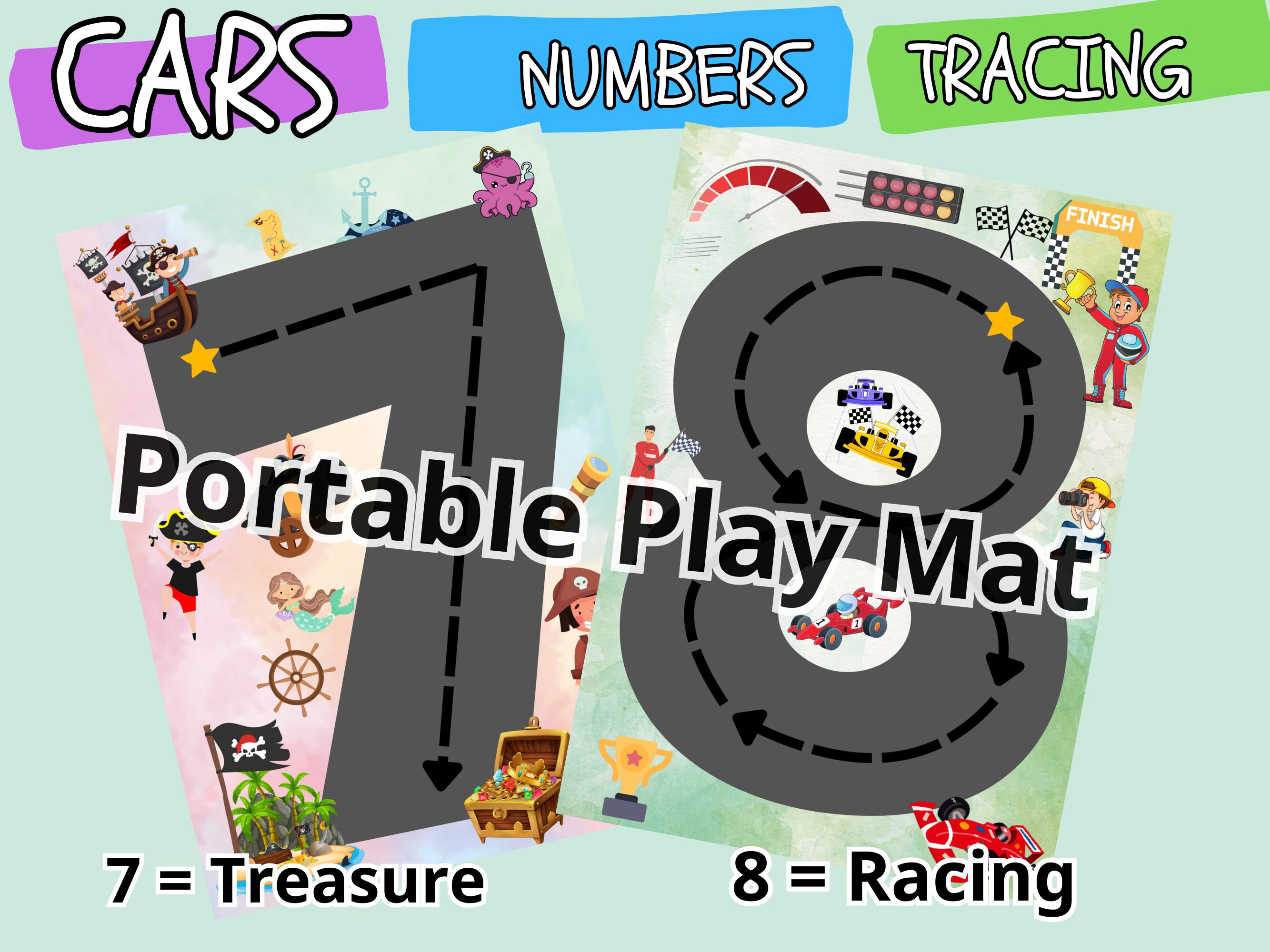 Number Tracing Road Map: Vehicle Themes - Preschool Learning (digital ...