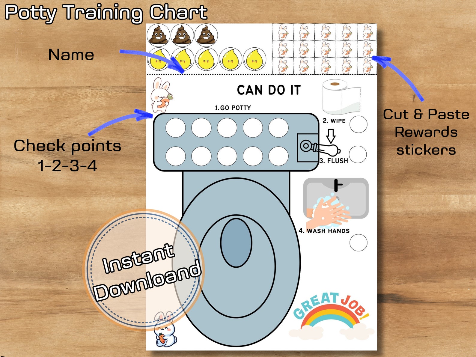 Rabbit Potty Training Chart: Fun Reward System (digital Download) - Etsy