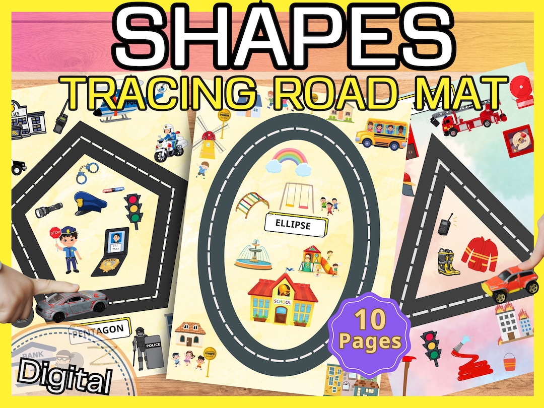 Shape Tracing Road Mats for Preschool Educational Classroom Learning ...