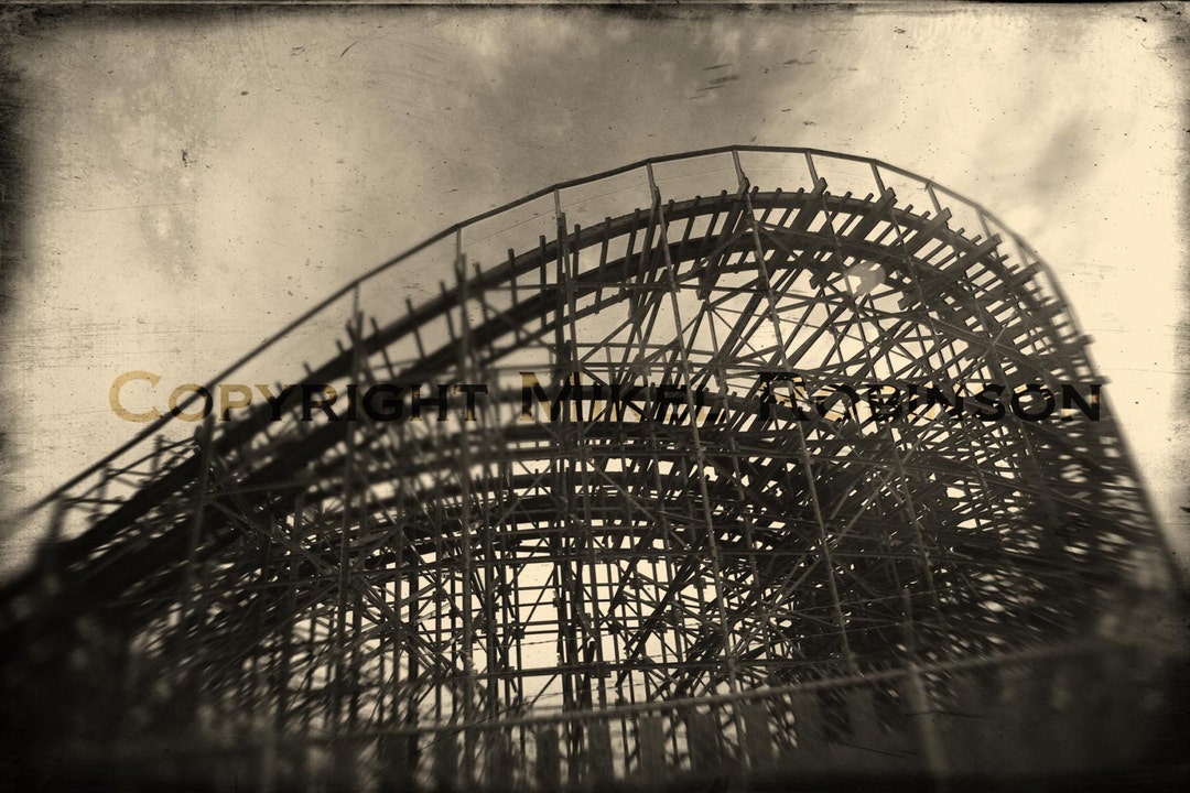 Roller Coaster. Carnival Theme Park. Ride. Wall Decor. Original Digital ...