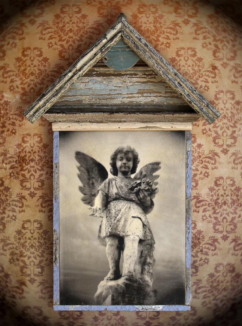 On Reserve. Guardian Angel. Original Encaustic Photo Mixed Media Art ...