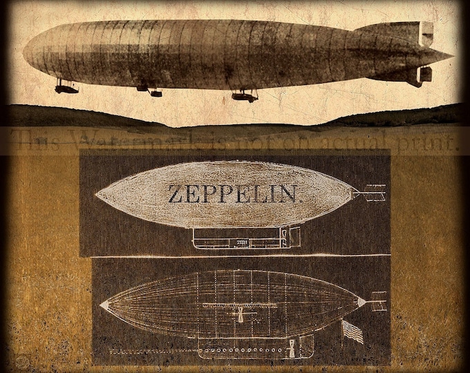 ZEPPELIN AIRSHIP Vintage Mixed Media Digital Art Collage 8 X 9 - Etsy