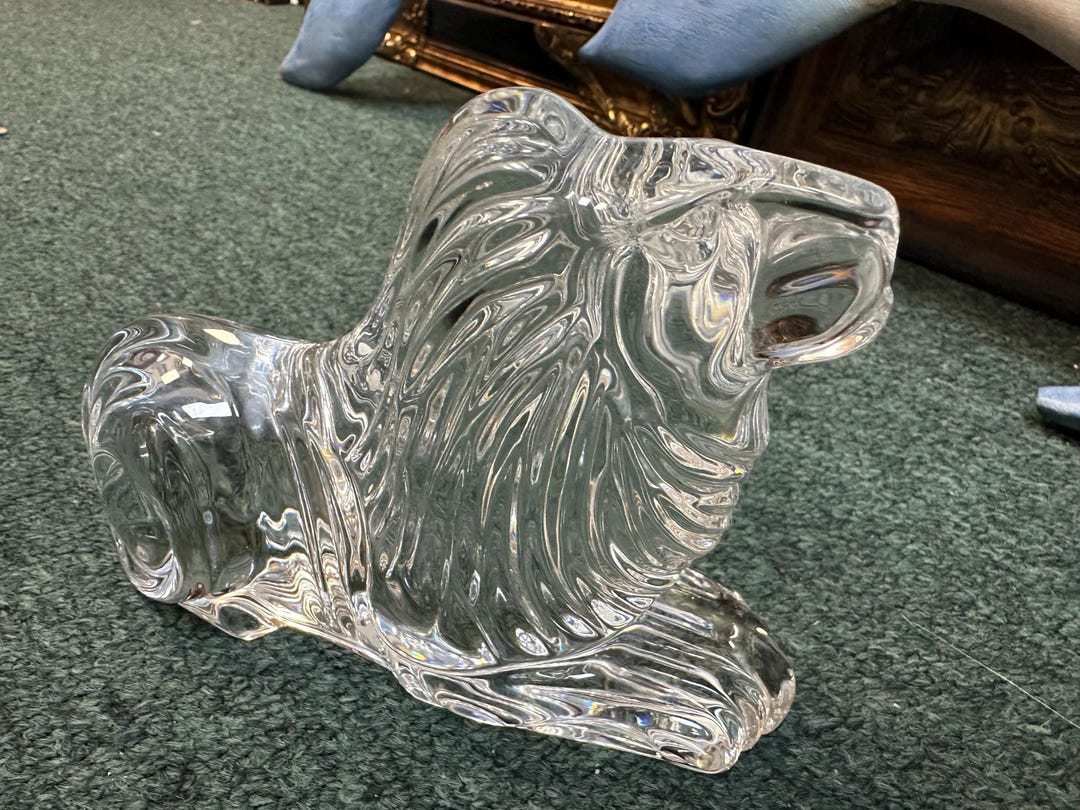 Waterford Crystal African Lion Desktop Figurine Art Glass 6-1/2w X 4-1 ...