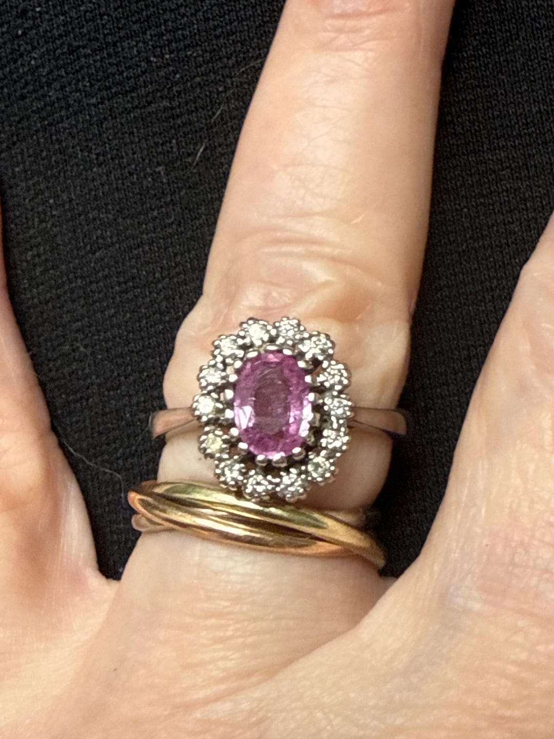 Effy Pink Sapphire & Diamonds 14K White Gold Ring Size 7-3/4 ...
