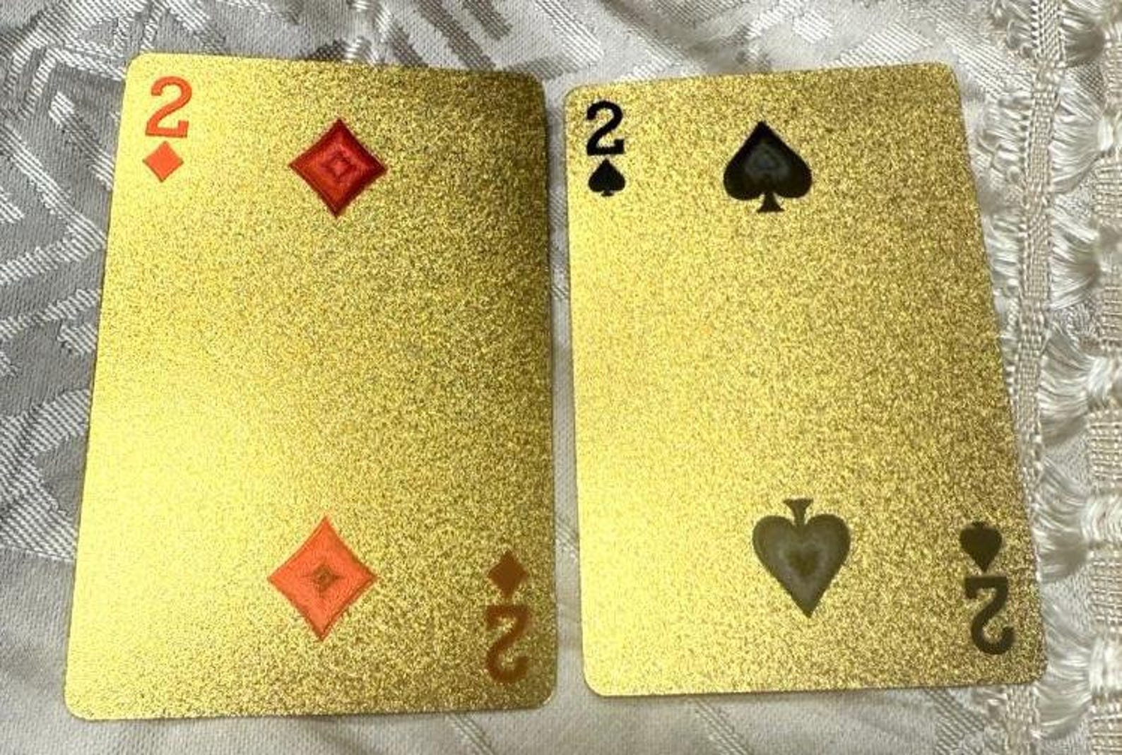 24K Gold Foil Deck of Playing Cards Wooden Box 999.9 Gold 2"l, 3-1/5"h ...