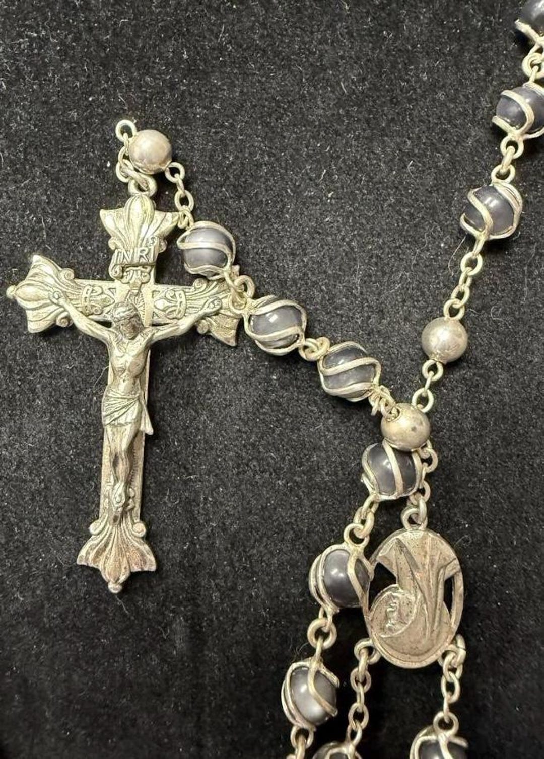 Creed Sterling Religious Rosary Cross Beaded 40" Long Necklace, 2 ...
