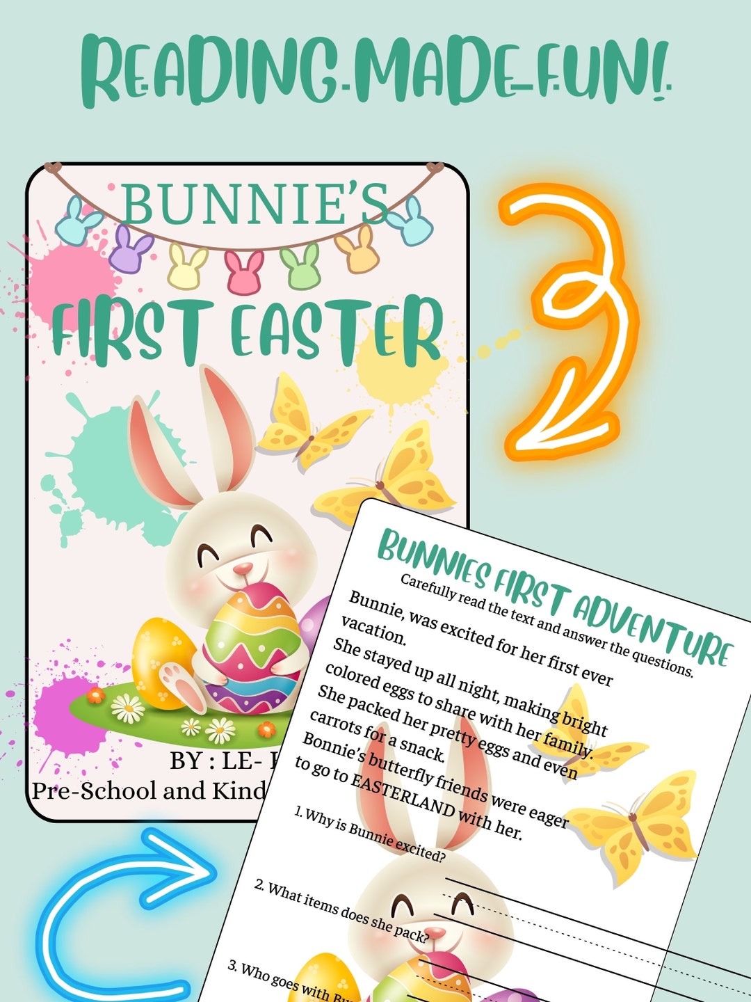 Bunnie’s First Easter, Easter Books, Kids Reading Books, Printable ...