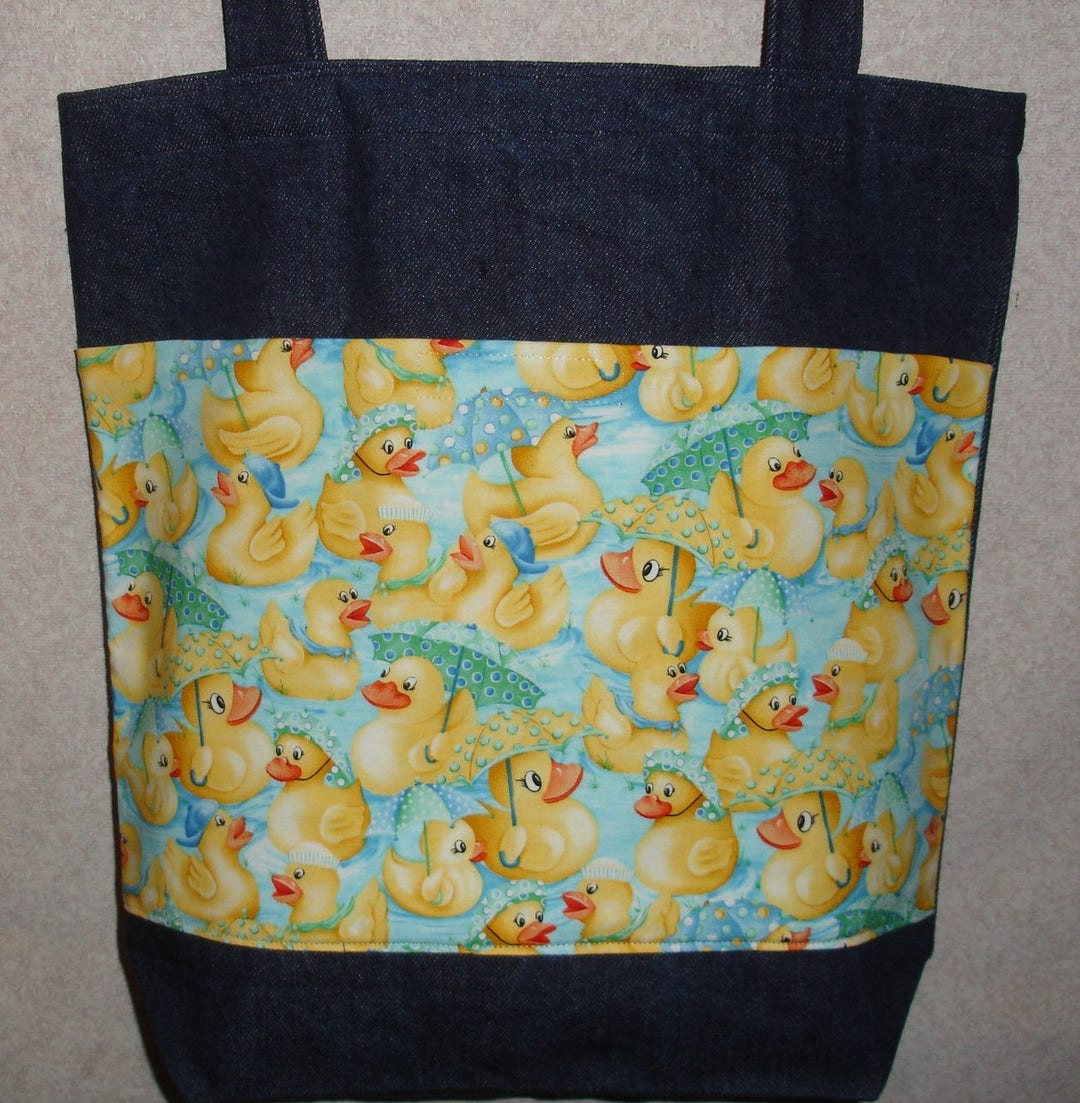 New Large Handmade Denim Tote Bag Rubber Ducky Duckie All Over Theme - Etsy