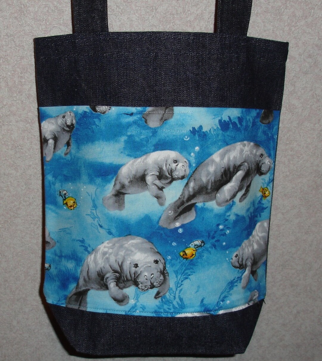 New Small Handmade Manatee Wildlife Denim Tote Bag - Etsy
