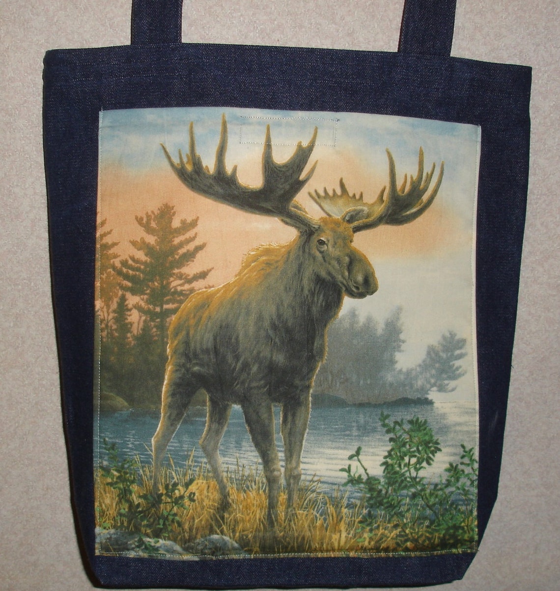 New Handmade Large Moose Wildlife Panel Denim Tote Bag - Etsy