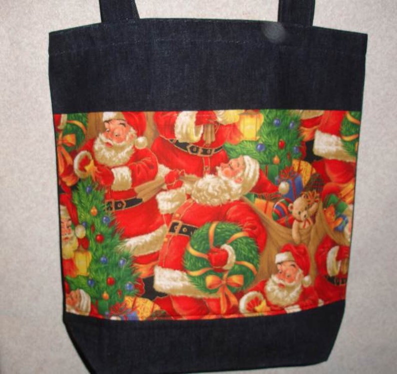 New Large Handmade Santa Claus Christmas Denim Tote Bag - Etsy