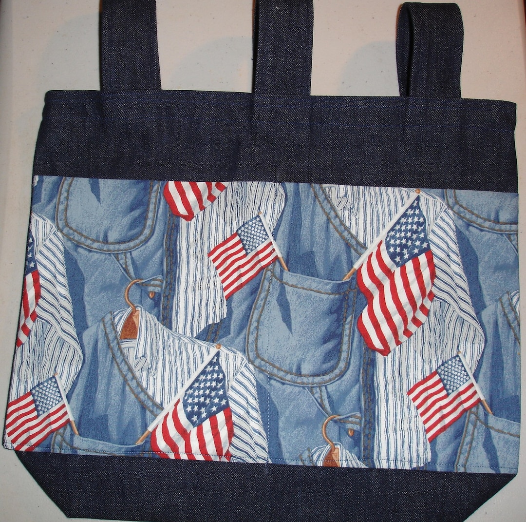 New Handmade Denim Walker Bag Flag Patriotic Overalls Theme - Etsy