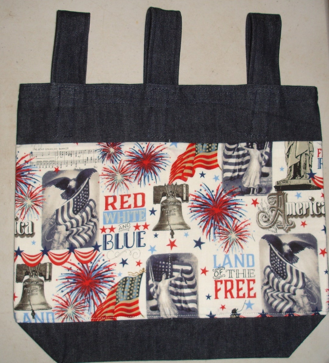 New Handmade Denim Walker Bag Liberty Bell Patriotic Flag Theme - Etsy