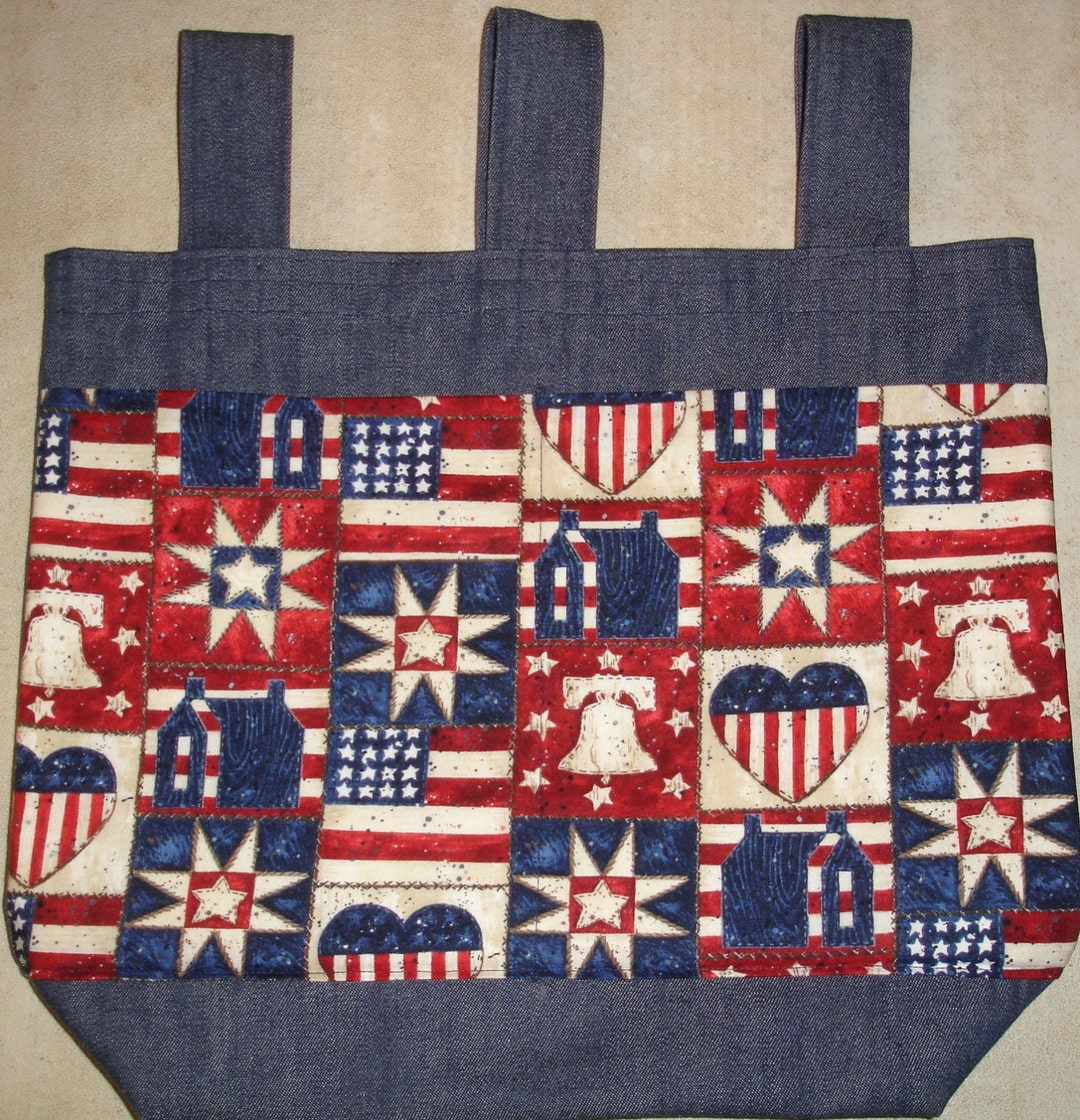 New Handmade Denim Walker Bag Patriotic Patchwork Theme - Etsy