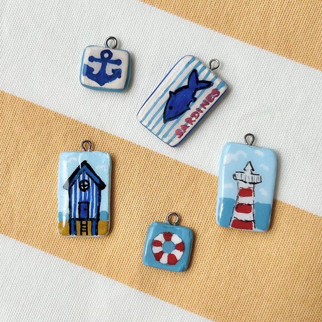Miniature Beach Pendant Marine Jewelry Craft Supply for Making Nautical ...