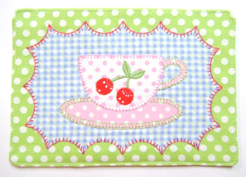 In the Hoop In The Hoop Flowers Mug Rug Machine Embroidery Applique ...