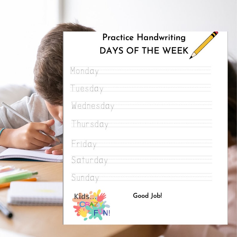 Writing Practice Days of the Week Tracing Sheets A4 Printable for ...