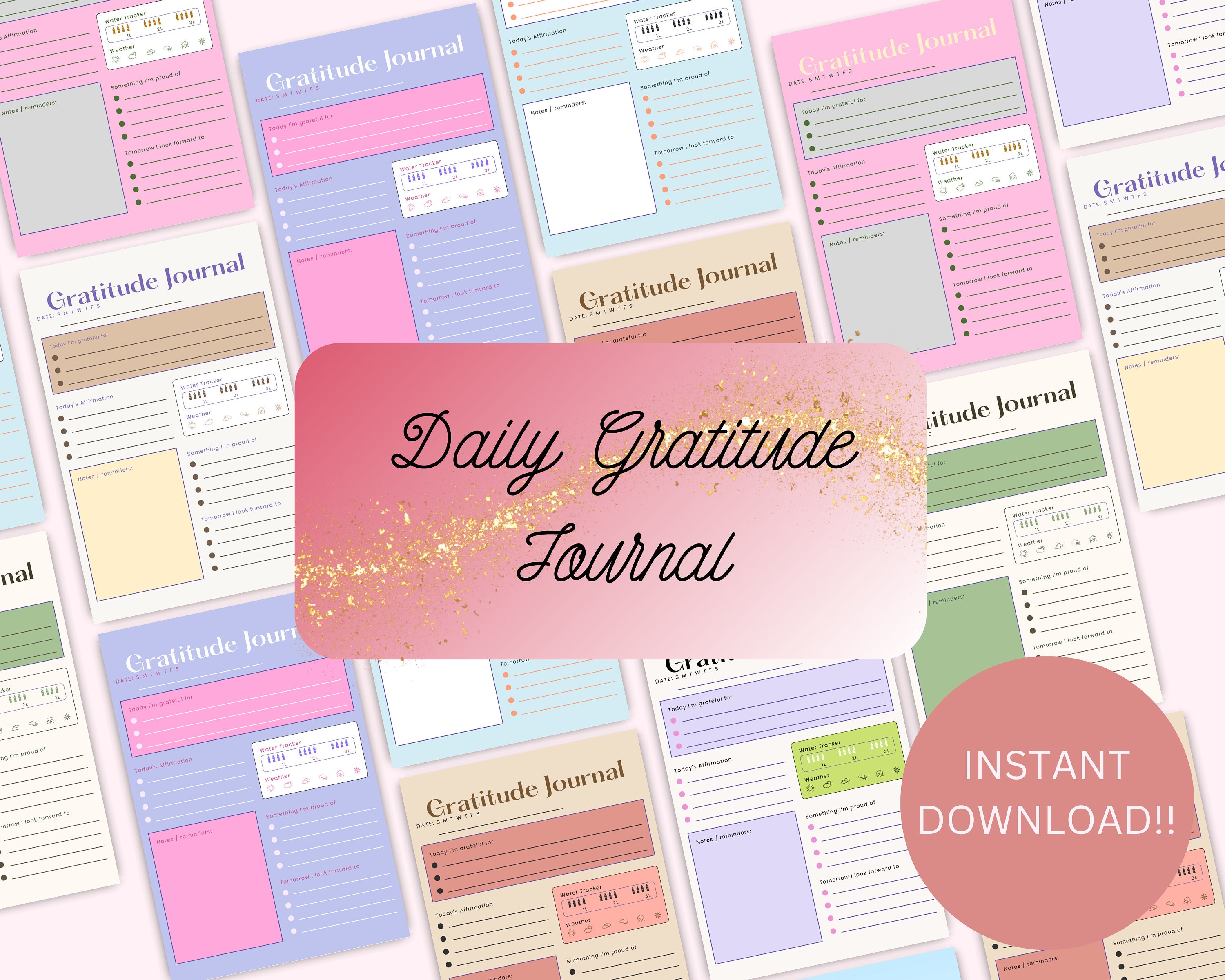 Daily Gratitude Journal Digital Download Printable Template Custom - Etsy