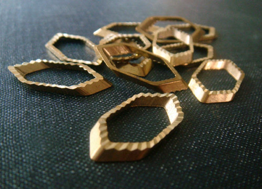 Elongated Hexagons 12mm - Raw Brass - 12 Pieces - Brass Hexagon ...
