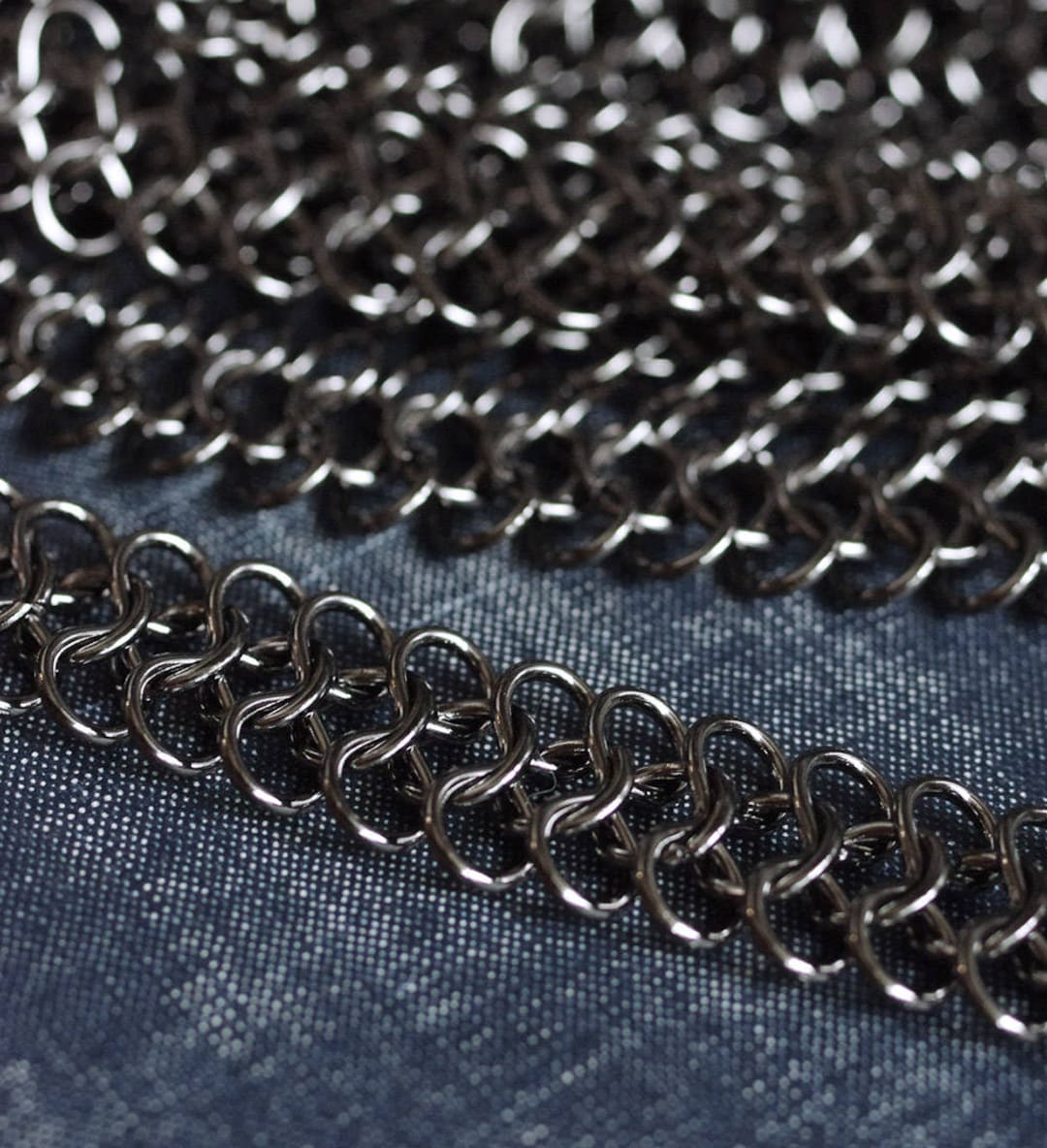 18mm Chunky Infinity Chain - Shiny Gunmetal - Mesh Chain Maille, Wide ...