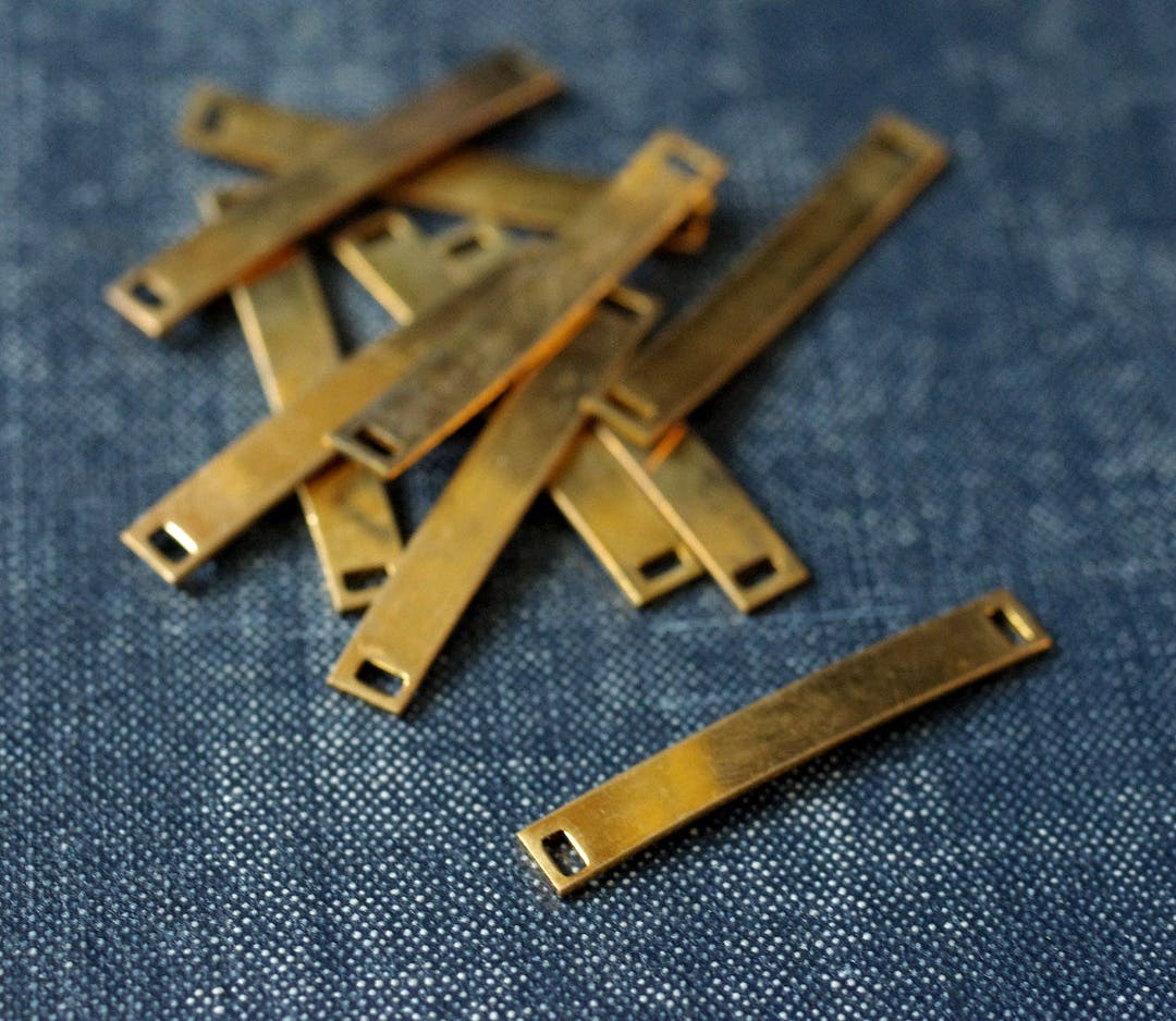 Thin 4.5x33mm Vintage ID Bar Connectors 4pcs Raw Brass ID Connector ...