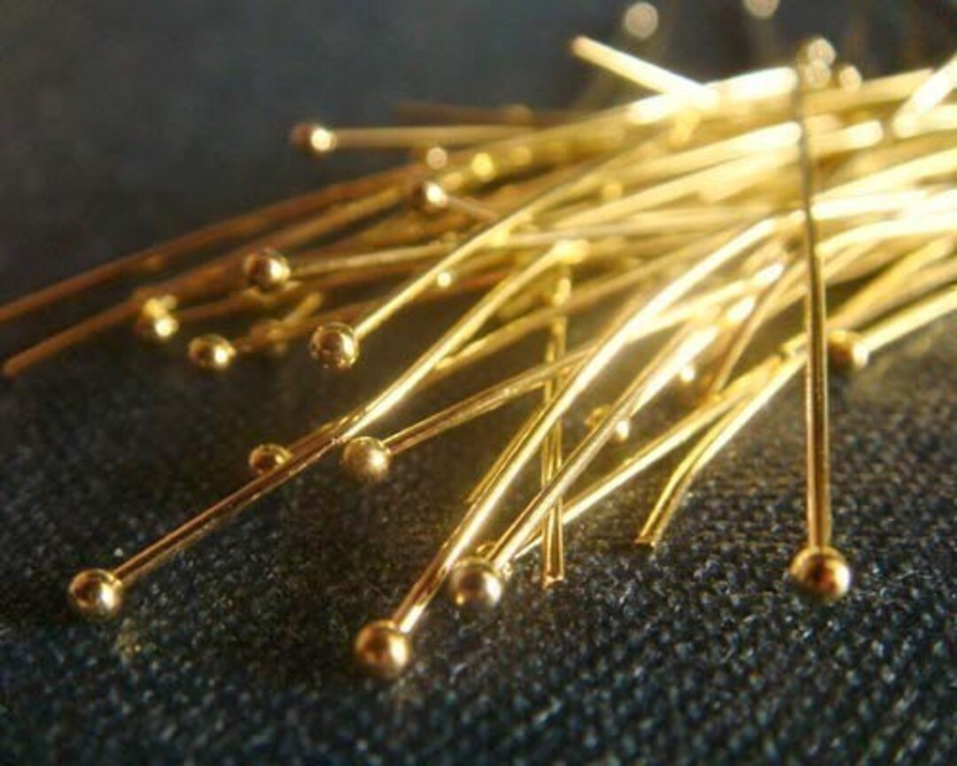 Gold Plated 1.5mm Ball End Head Pins 1.75 Inch 45mm - 200pcs or Bulk ...