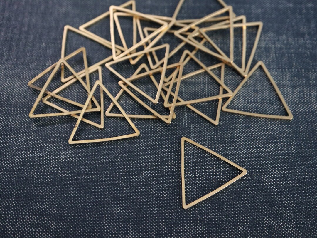 24mm Equilateral Triangles (thicker) - Raw Brass - 36pcs - Triangle Connector, Brass Triangle ...